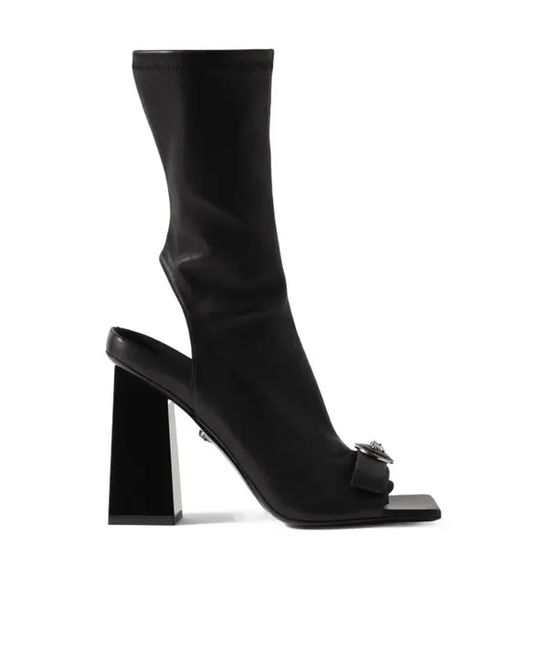 Versace Open Toe Ankle Boots - Black