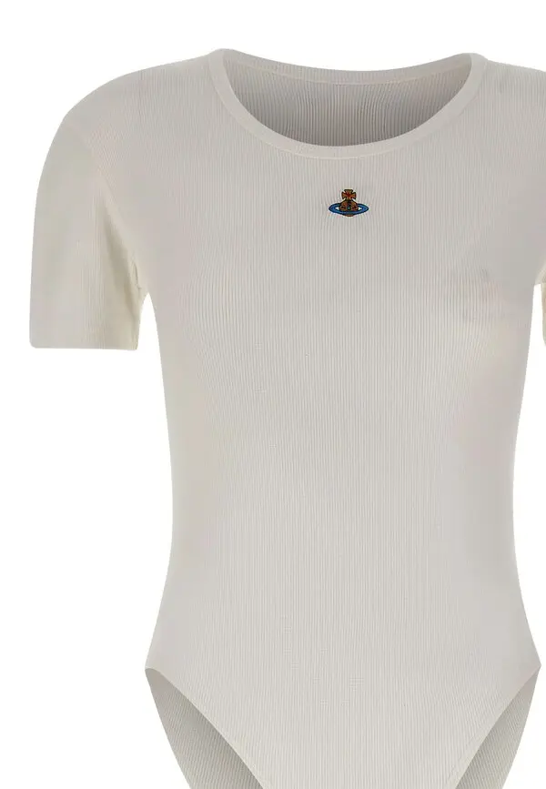 VIVIENNE WESTWOOD Ribbed Crewneck Bodysuit - White