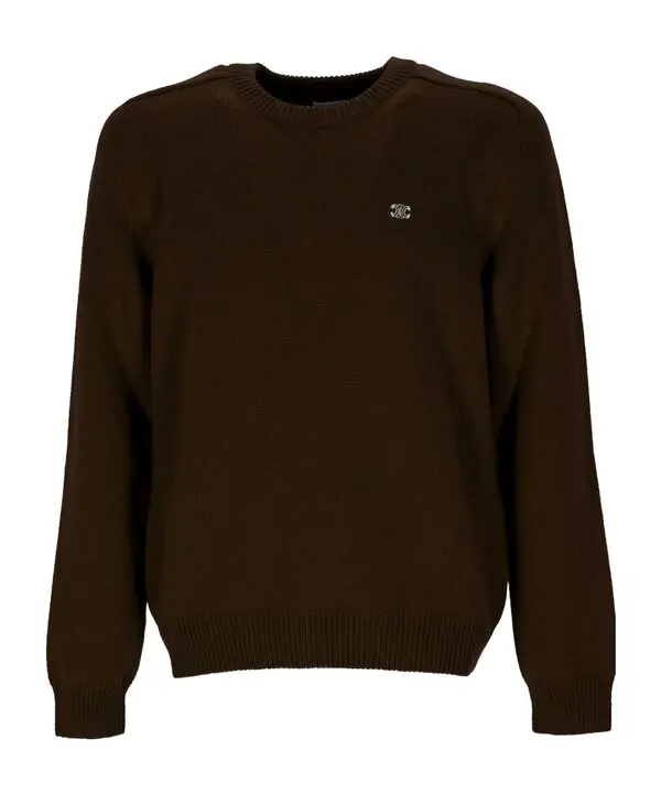 Celine Wool And Cashmere Crew Neck Sweater - Brown