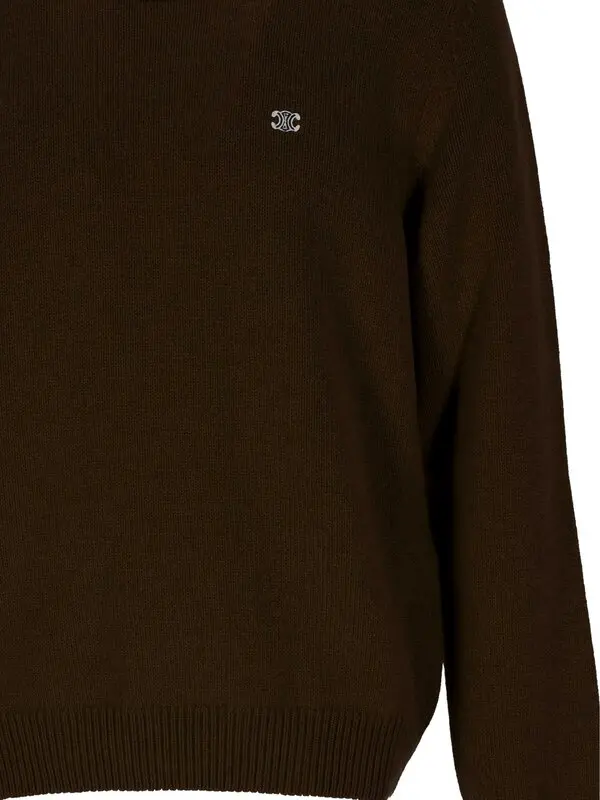 Celine Wool And Cashmere Crew Neck Sweater - Brown
