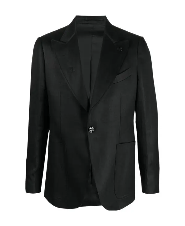 LARDINI Logo Charm Single-breasted Blazer - Black