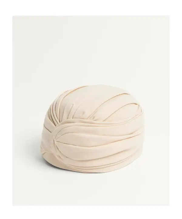 Valentino Garavani Draped Logo Plaque Turban - Latte/oro