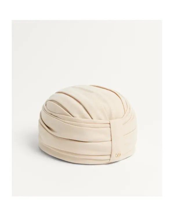 Valentino Garavani Draped Logo Plaque Turban - Latte/oro