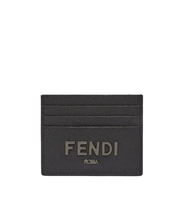 Fendi Logo Plaque Signature Card Holder - Black