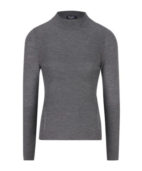Loro Piana Ribbed High Neck Pullover - Gray