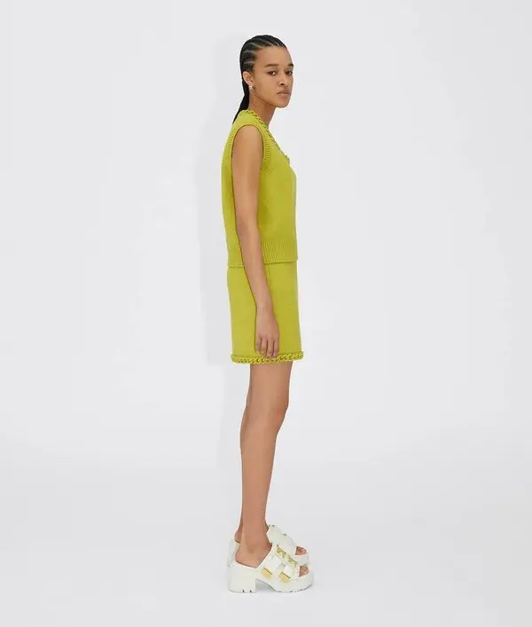Bottega Veneta Crochet Chain Detailed Ribbed Vest - Yellow