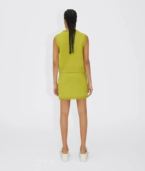 Bottega Veneta Crochet Chain Detailed Ribbed Vest - Yellow