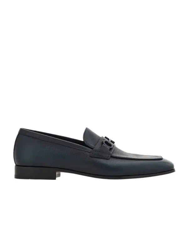 FERRAGAMO Gancini Ornament Loafers - Titanium Blue/navy