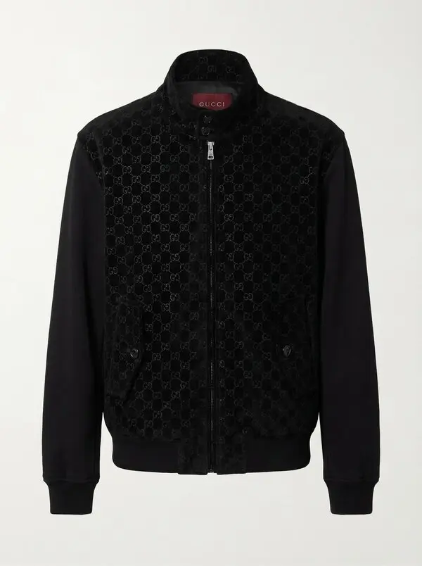 Gucci Embossed Gg Padded Bomber Jacket - Black