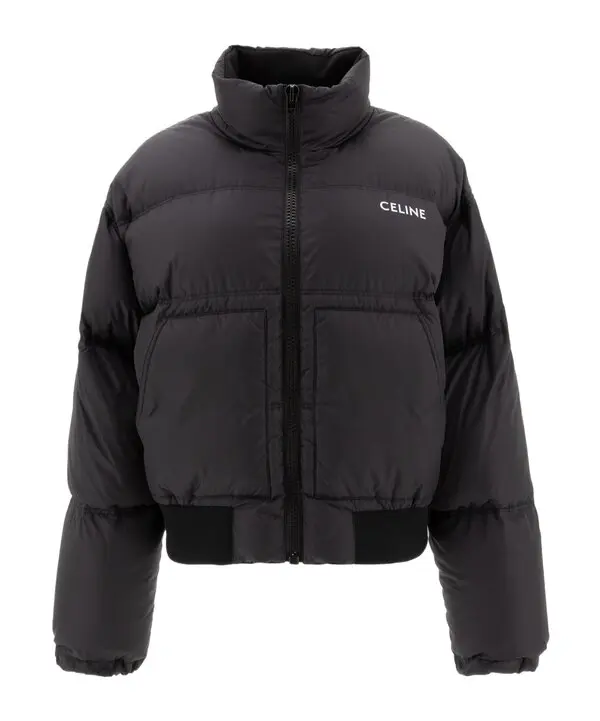 Celine Cropped Down Jacket In Lightweight Nylon - Black