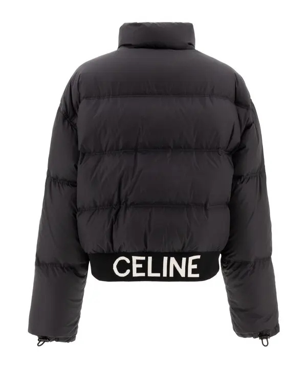Celine Cropped Down Jacket In Lightweight Nylon - Black