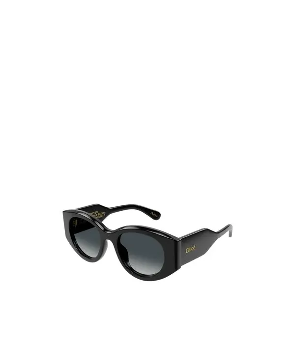 Chloé Oval-frame Sunglasses With Logo Detail - Black