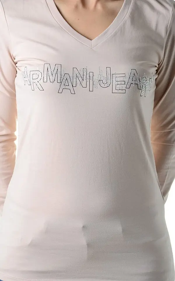 Emporio Armani Long Sleeve V-neck T-shirt With Logo Detail