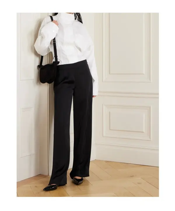 JIL SANDER Crepe De Chine Wide-leg Pants - Black