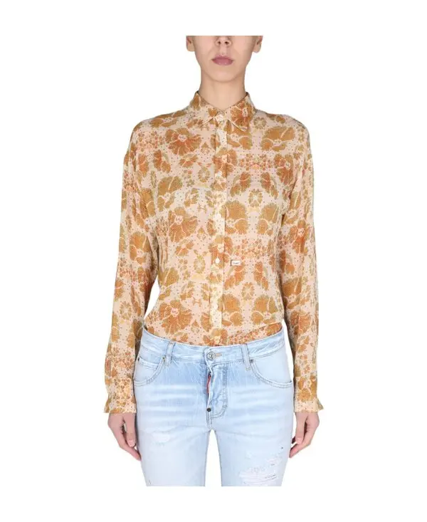Dsquared2 Woven Floral Print Long-sleeved Shirt
