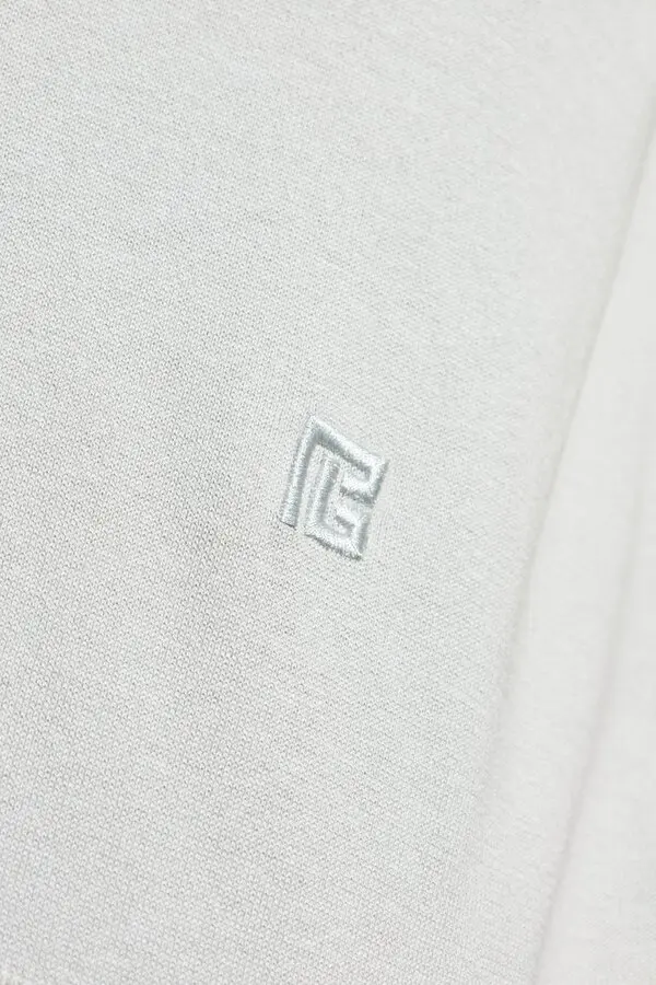 Balmain Logo Embroidered Polo Shirt - Grey