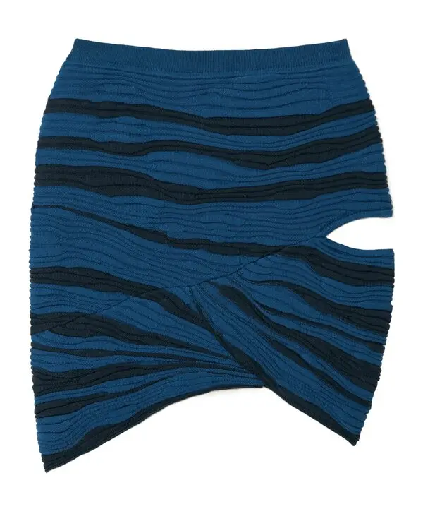 DONDE ESTEBAN Magdalena Cutout Ribbed Cotton Mini Skirt - Blue