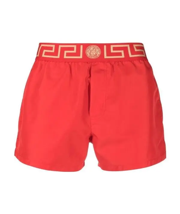 Versace Greca Logo Swim Shorts - Red