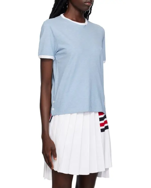 Thom Browne Mixed-color Logo Patch Crewneck T-shirt - Light Blue