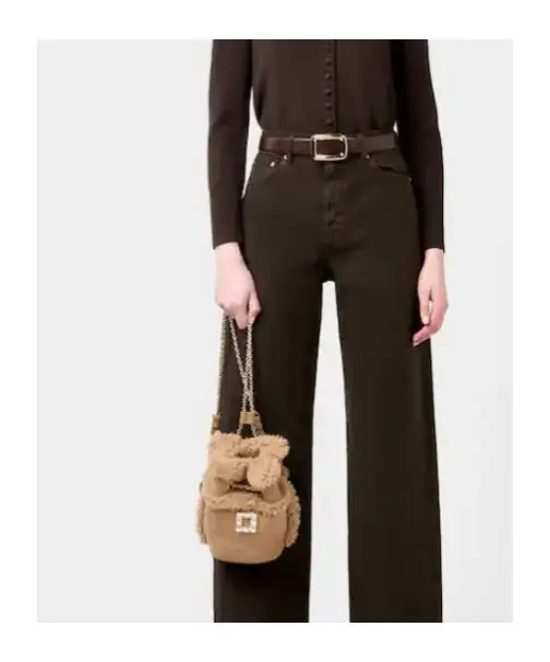 ROGER VIVIER Tres Vivier Backpack In Suede And Shearling - Brown