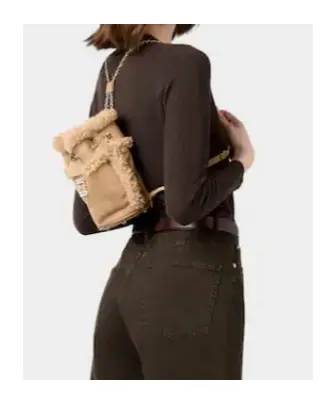 ROGER VIVIER Tres Vivier Backpack In Suede And Shearling - Brown