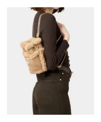ROGER VIVIER Tres Vivier Backpack In Suede And Shearling - Brown