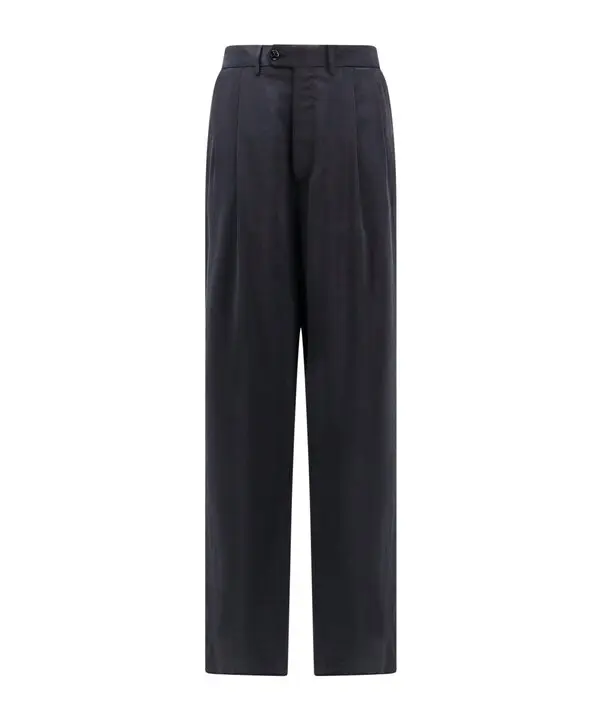 Giorgio Armani Pleated Twill Trousers - Black