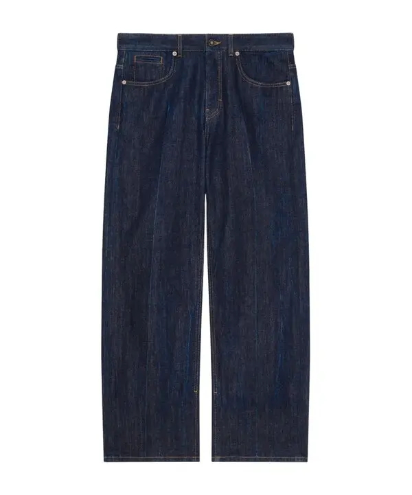 Givenchy Logo Patch Wide-leg Jeans - Dark Blue