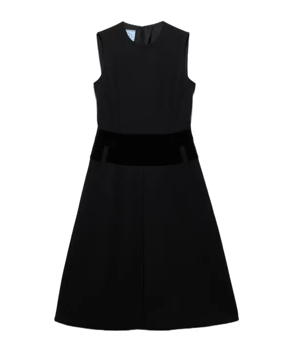 Prada Sleeveless Natté Fabric Dress With Flared Skirt
