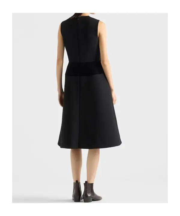 Prada Sleeveless Natté Fabric Dress With Flared Skirt