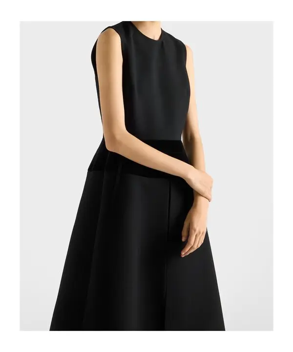 Prada Sleeveless Natté Fabric Dress With Flared Skirt