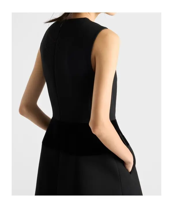 Prada Sleeveless Natté Fabric Dress With Flared Skirt