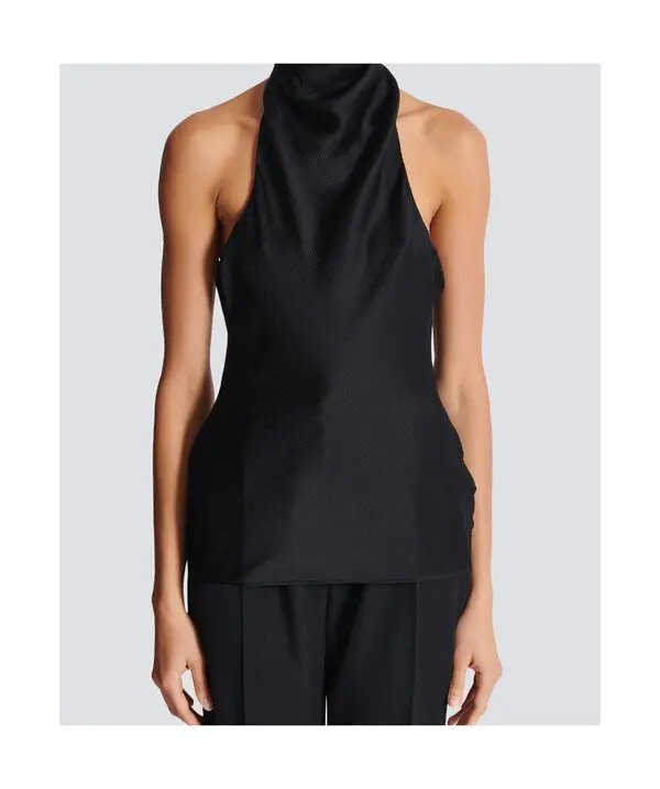 Balmain Halterneck Backless Top - Black
