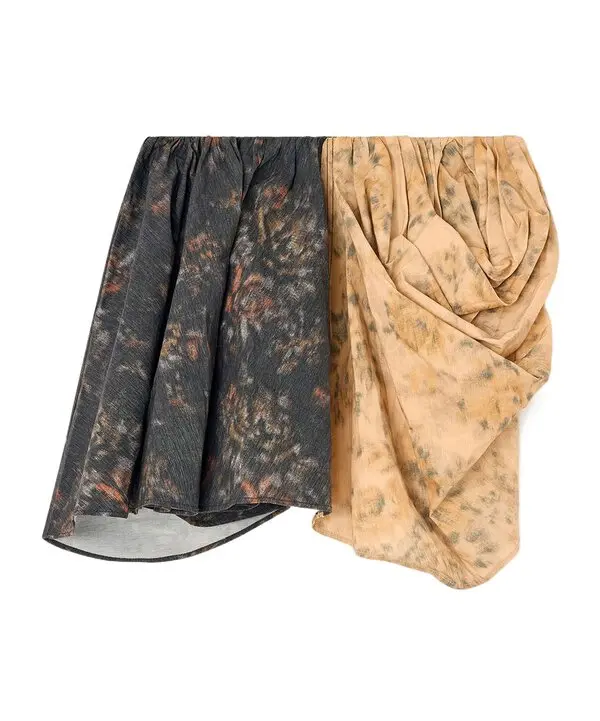 GANNI Floral Print Draped Mini Skirt