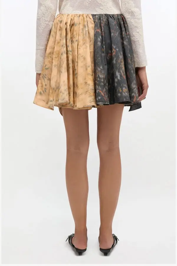 GANNI Floral Print Draped Mini Skirt