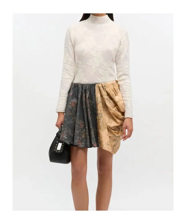 GANNI Floral Print Draped Mini Skirt