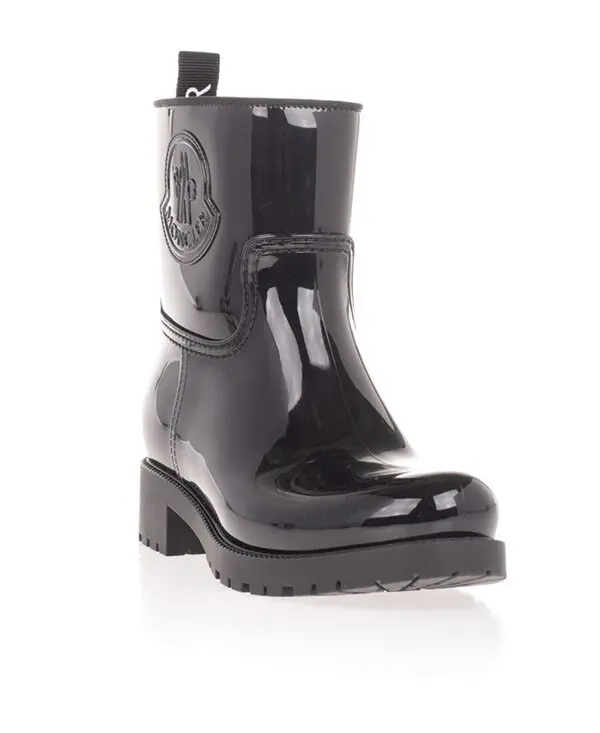 Moncler Patent Leather Ankle Boots - Black