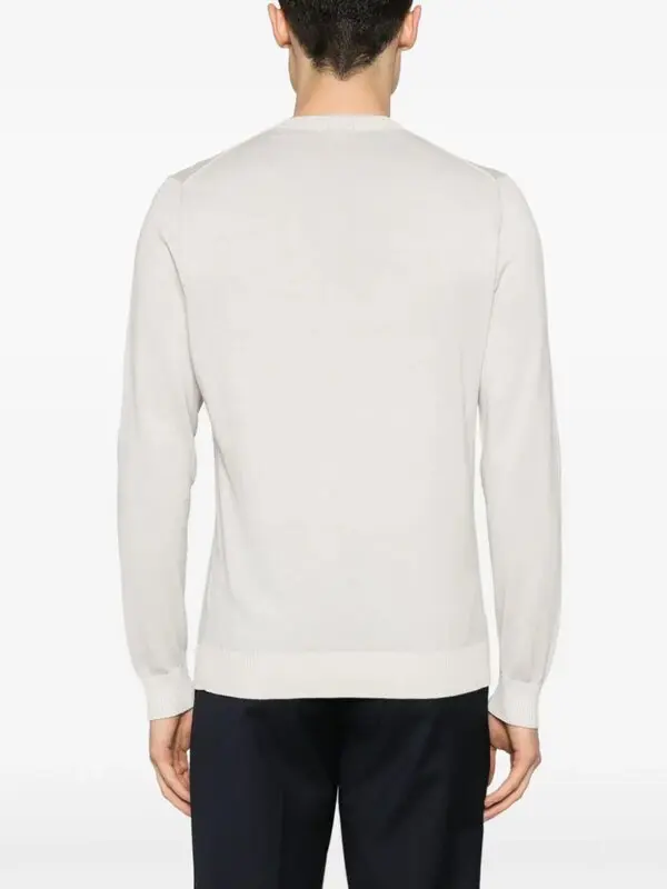 Malo V-neck Cotton Jumper - White