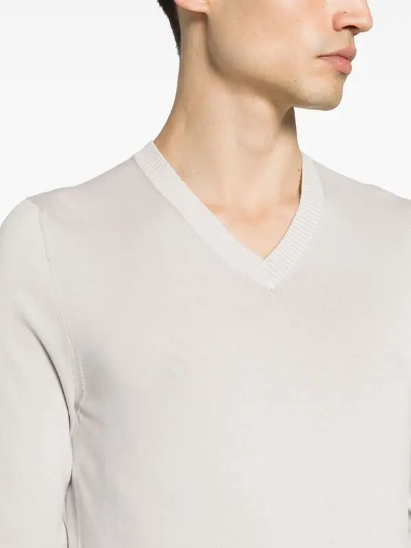 Malo V-neck Cotton Jumper - White