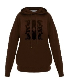 Max Mara Long-sleeved Hooded Sweater With Graphic Pattern - Brown