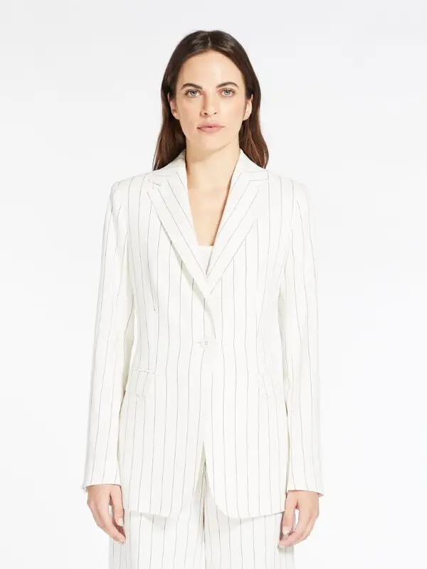 Max Mara Striped Cotton And Hemp Blend Blazer