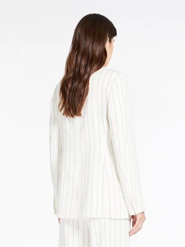 Max Mara Striped Cotton And Hemp Blend Blazer