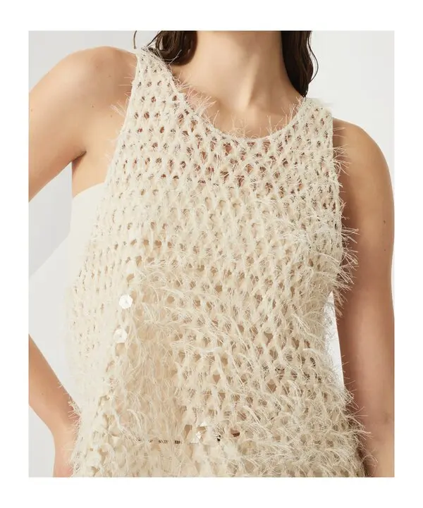 Brunello Cucinelli Sleeveless Mesh Knit Top