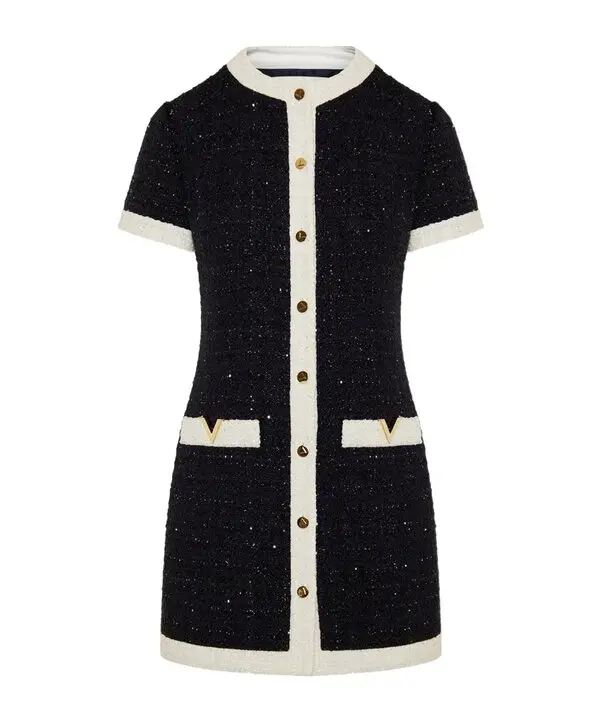 Valentino Garavani Sequin Embellished Tweed Mini Dress