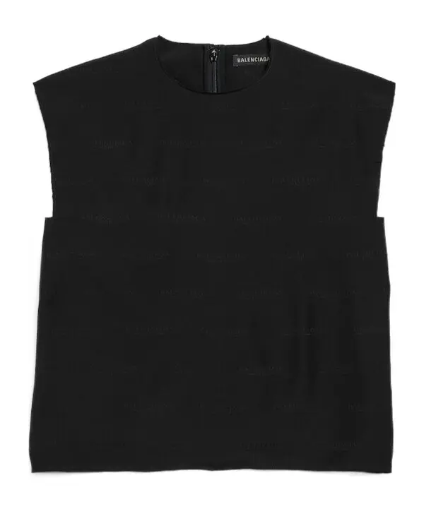 Balenciaga Sleeveless T-shirt With Allover License Artwork - Black