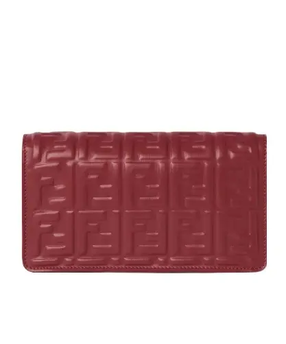 Fendi Baguette Ff Embossed Chain Wallet - Red