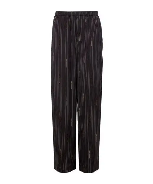 Balenciaga Elasticated Waist Wide-leg Pants With Striped Print - Black
