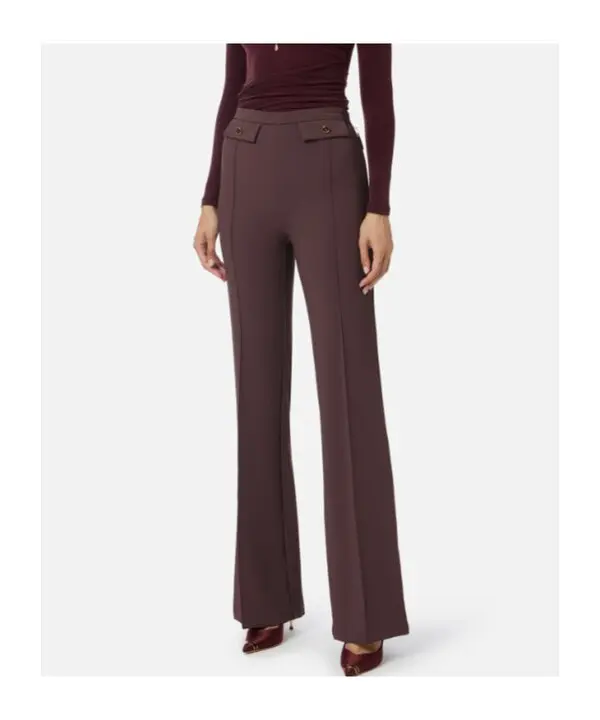 Elisabetta Franchi High-waist Flap Detail Trousers - Merlot