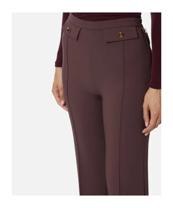 Elisabetta Franchi High-waist Flap Detail Trousers - Merlot