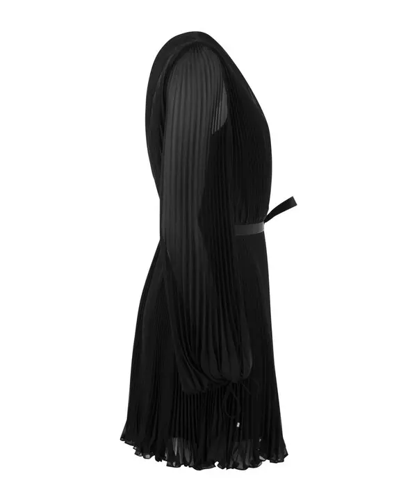 Max Mara Visita V-neck Pleated Mini Dress - Black